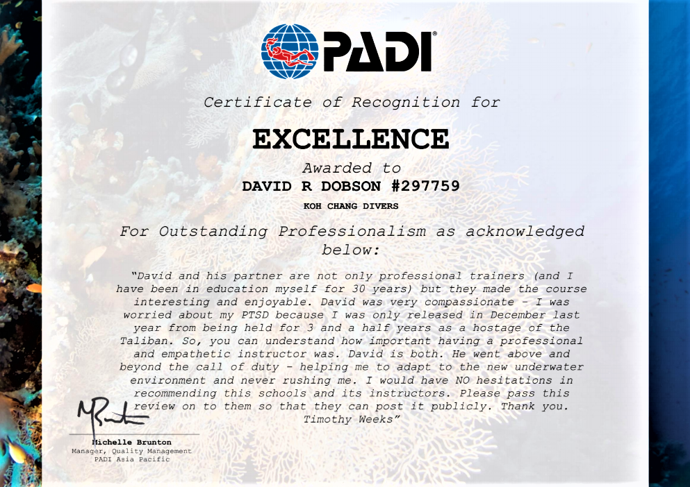 Get your first diving license in Koh Chang with PADI Dive Center