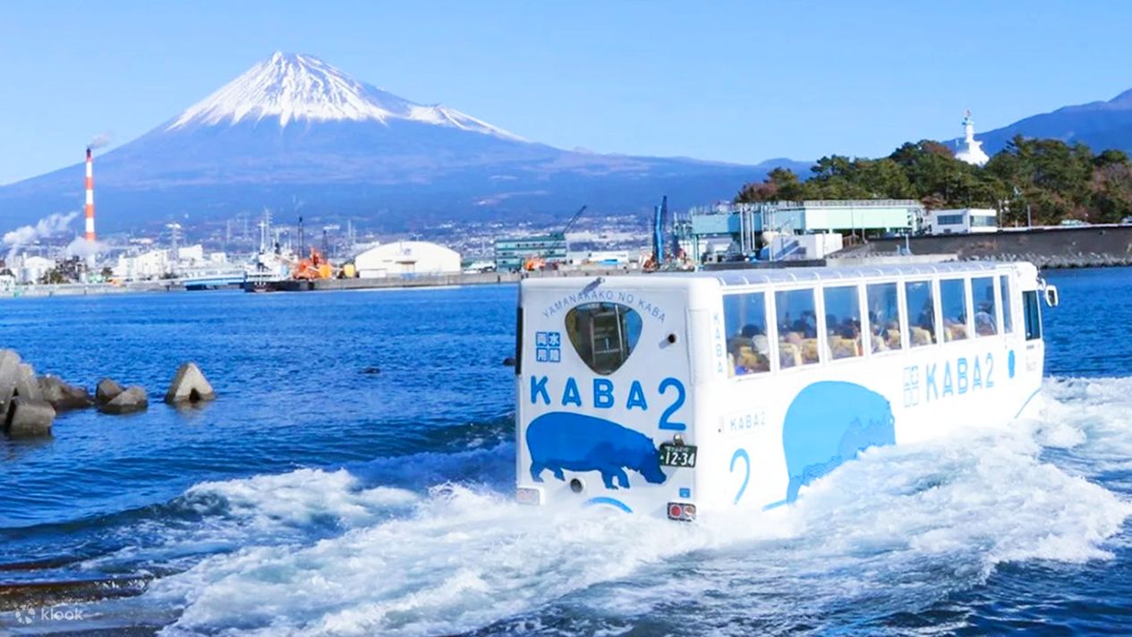 Mt. Fuji Land and Water Tour: Yamanakako Kaba Amphibious Bus/Swan Lake ...