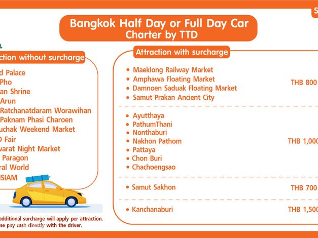 6/8/ or 10 Hours Bangkok Private Car Charter by TTD - Klook
