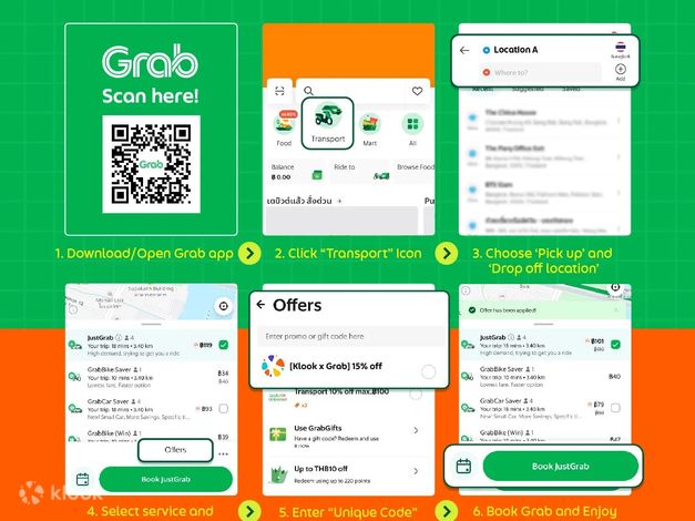 [Klook Exclusive] Grab Bangkok City Ride Voucher Packs - Klook