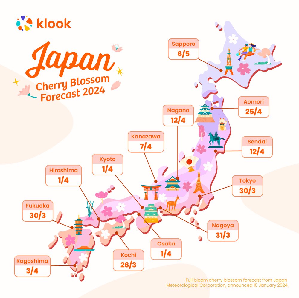 Japan Cherry Blossom Forecast 2024: Best Places and When to See Sakura ...