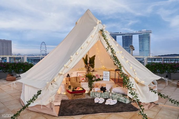 Glamping In Singapore: Rooftop Tent Overlooking The CBD, Waking Up To ...