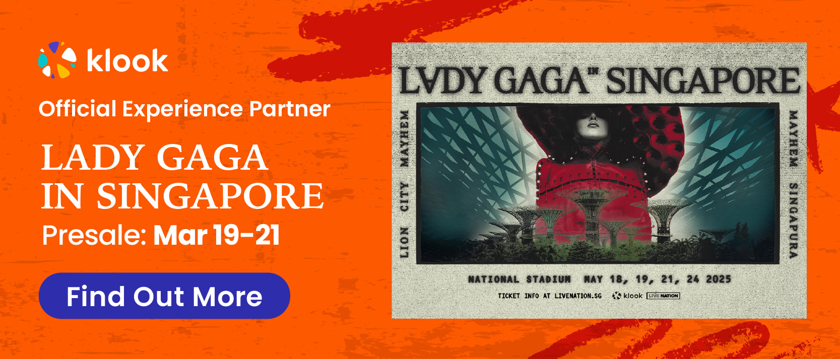 Lady Gaga in Singapore Klook Experience Packages