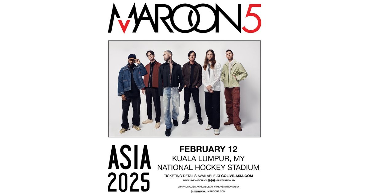 Maroon 5演唱會2025吉隆坡站 | Maroon 5 Aisa 2025 - Kuala Lumpur