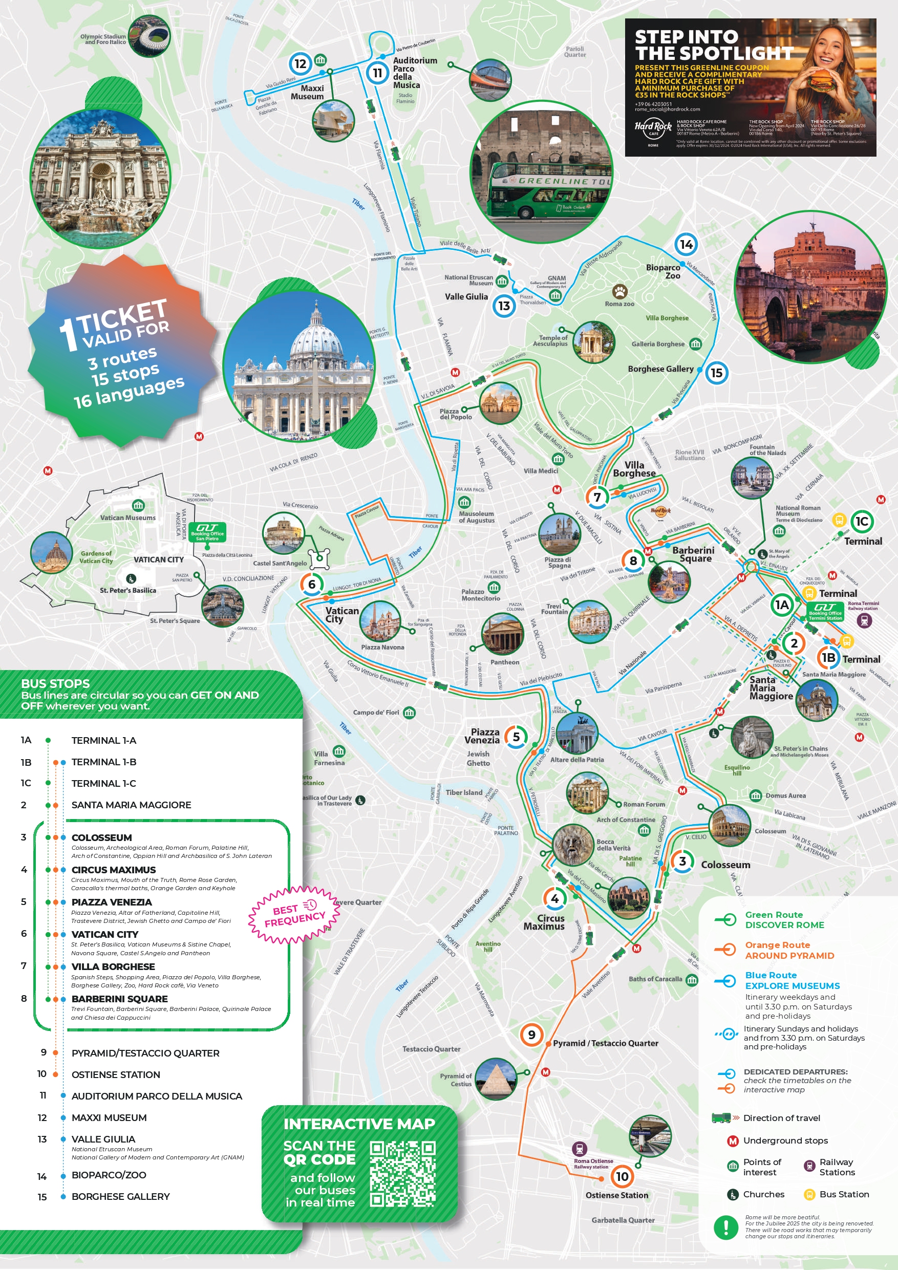 Rome hop-on hop-off bus by Greenline (Valid for 3 routes) - Klook