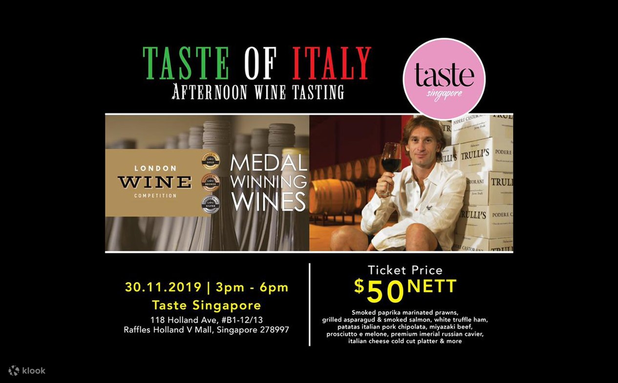 Exclusive Afternoon Wine Tasting by Taste Singapore - Taste of Italy ...