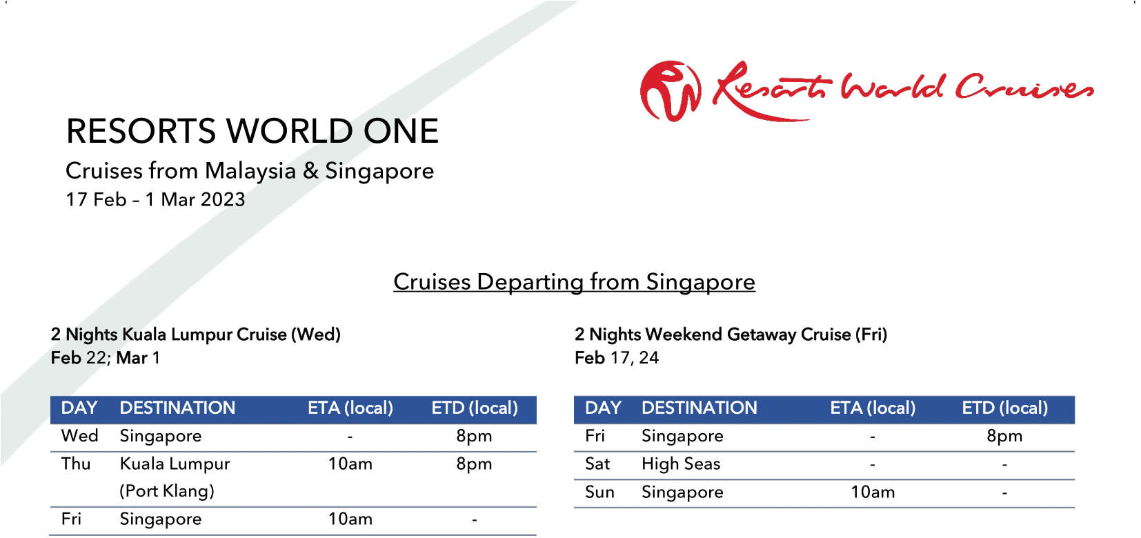 Resorts World Cruises One in Singapore - Klook