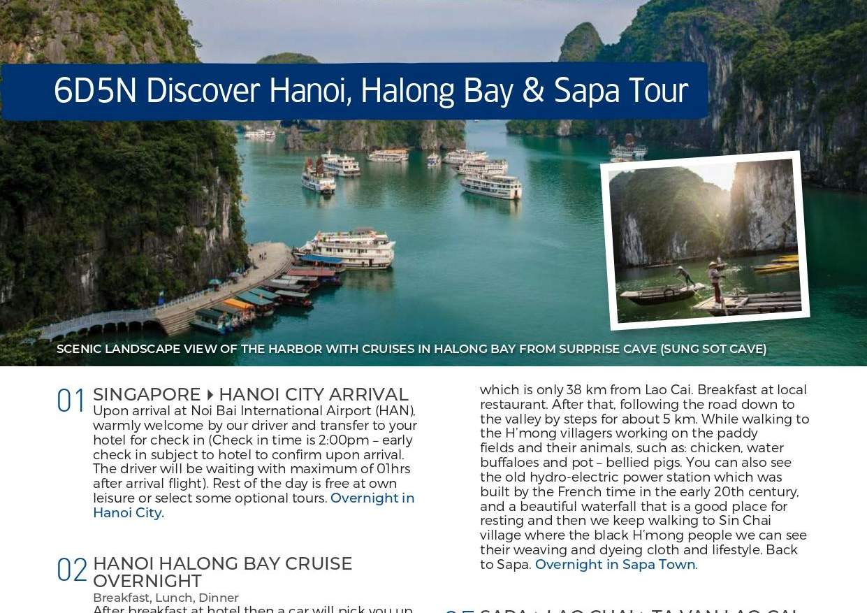 6D5N Discover Hanoi, Halong Bay & Sapa Tour from Singapore - Klook Singapore