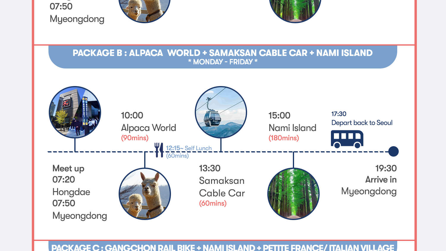 Nami Island, Alpaca World, Samaksan Cable Car, King Canoe Day Tour ...