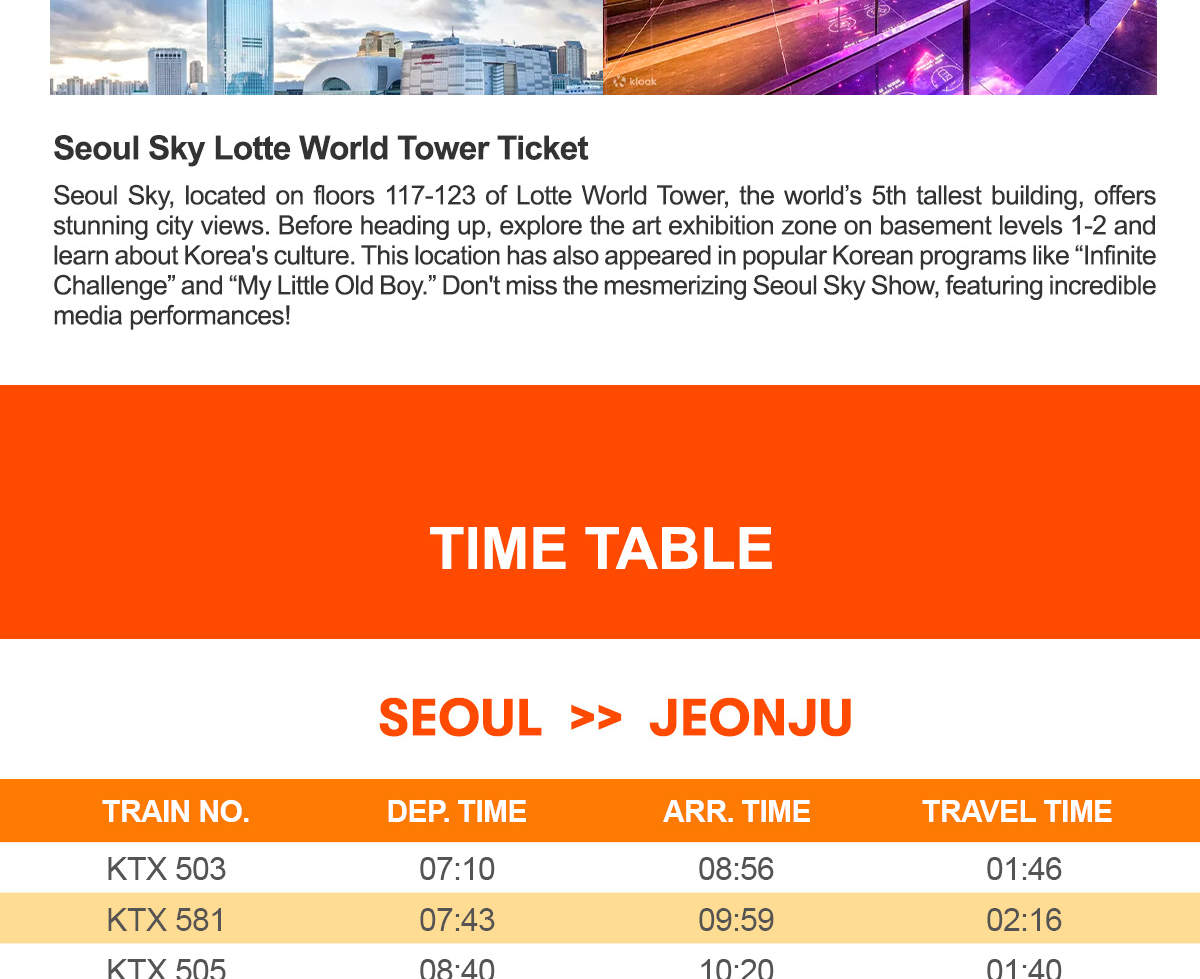 Seoul - Jeonju KTX Train Ticket - Klook Malaysia