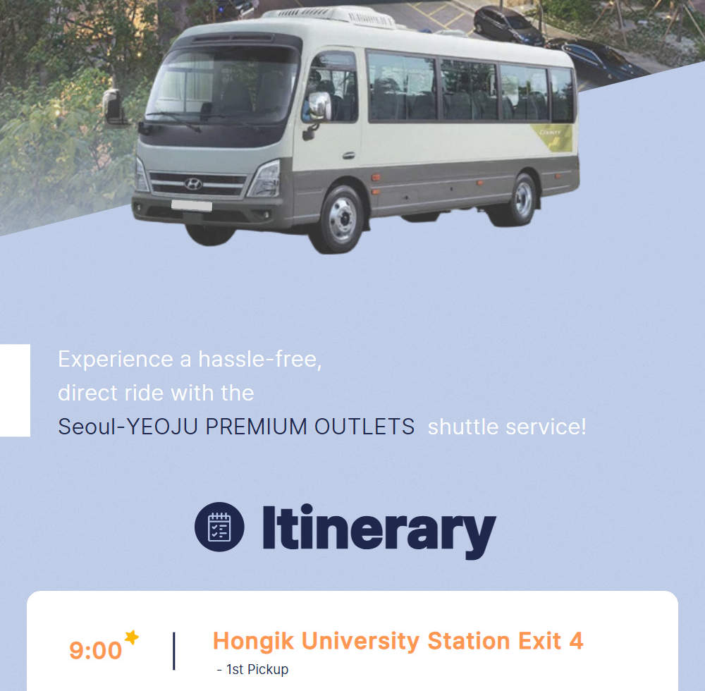 Traslados en autobús entre Seúl y Yeoju Premium Outlets - Klook Estados Unidos