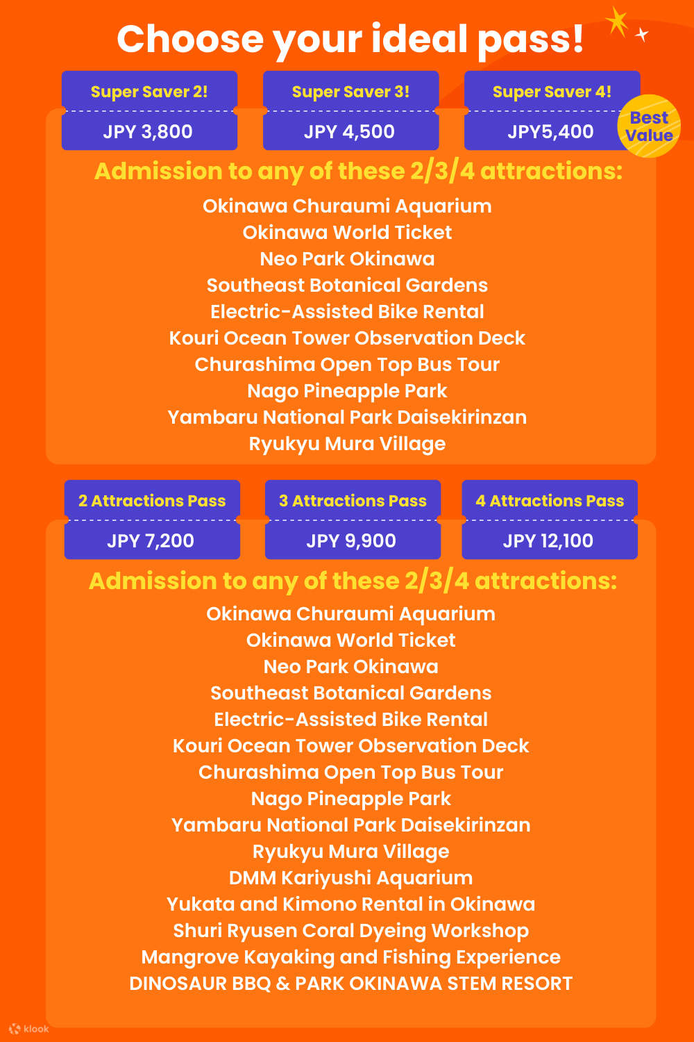 Klook Okinawa Multi Attractions Pass [Bundle & save!] - Klook