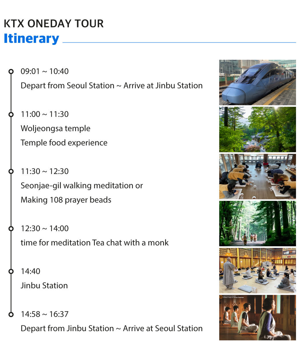 KTX One Day Gyeongsang-do Temple stay&Woljeongsa Tour - Klook