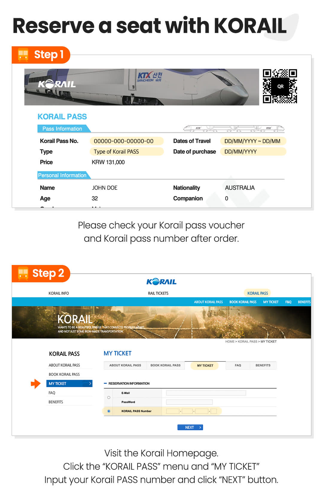 KORAIL PASS - KTX Train Ticket - Klook