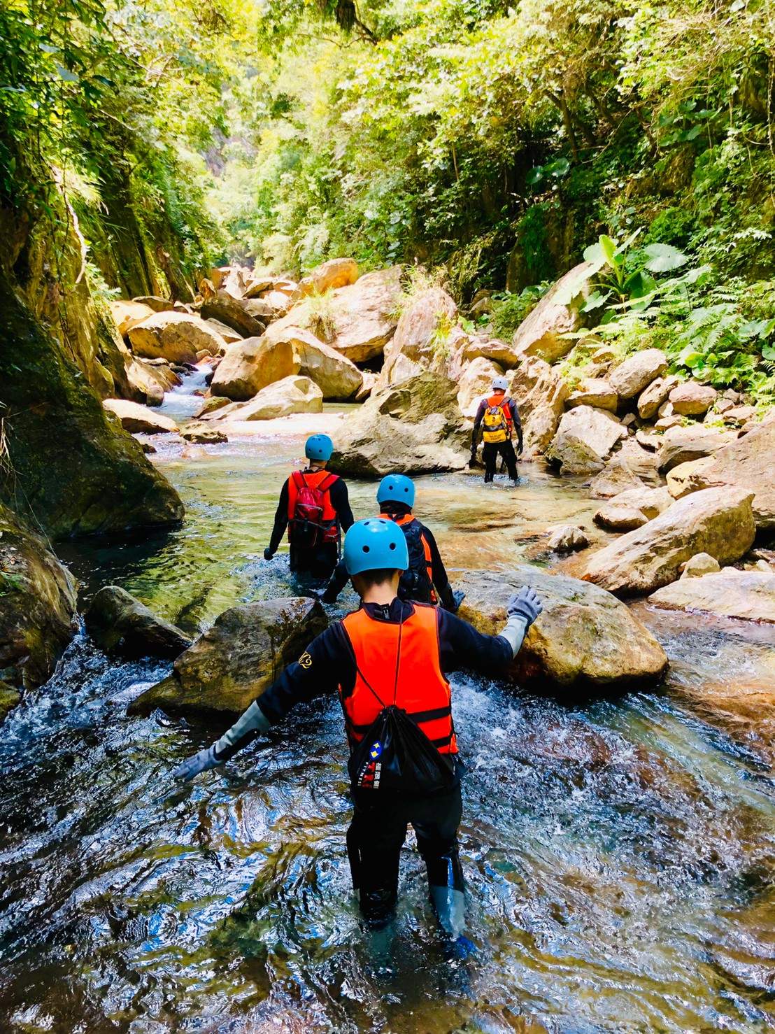 River Tracing and Rock Diving Experience at Jinyue Waterfall in Yilan ...