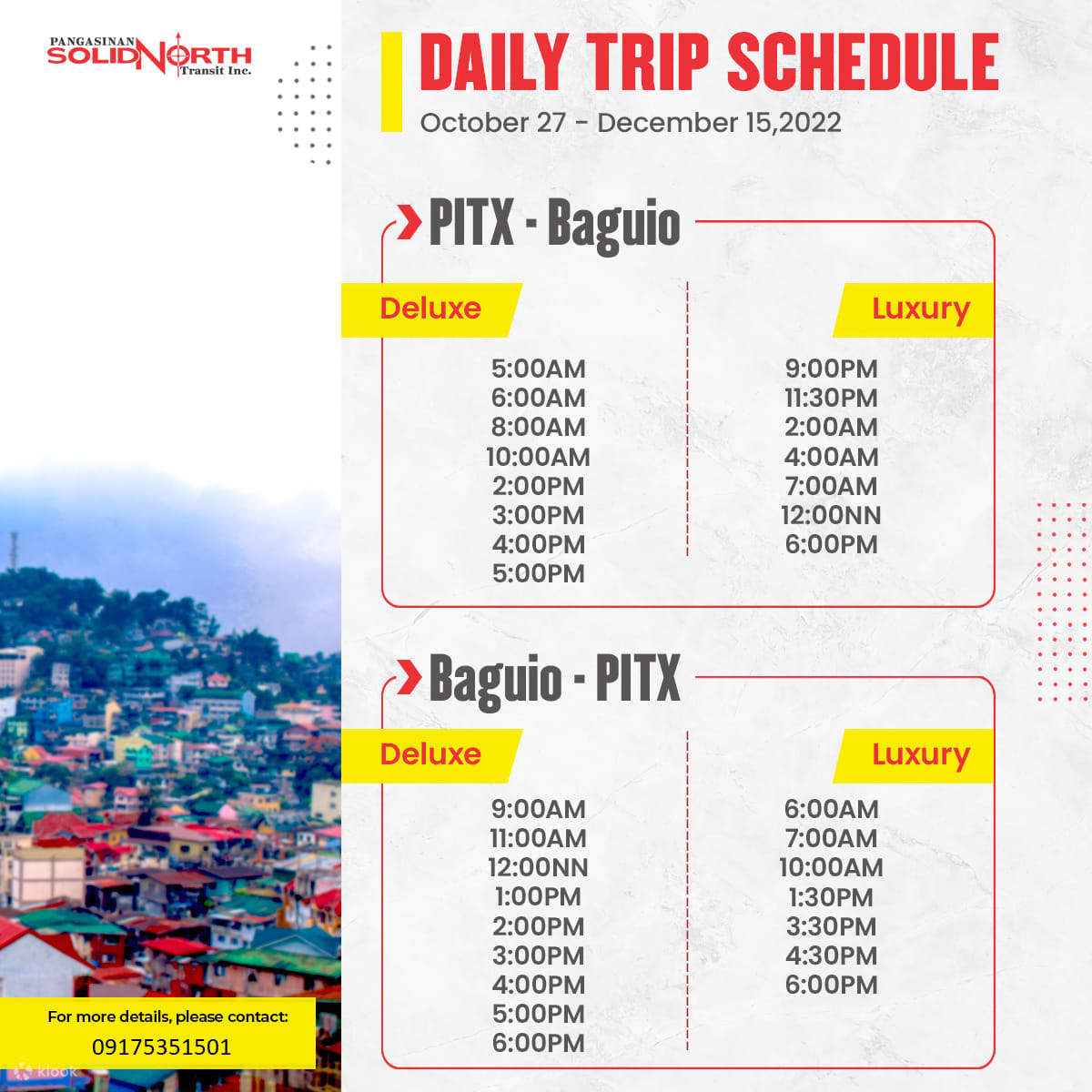 Metro Manila to Baguio Bus Ticket Reservation Schedule - Klook Philippines Metro Manila to Baguio Bus Ticket Reservation Schedule - Klook Philippines