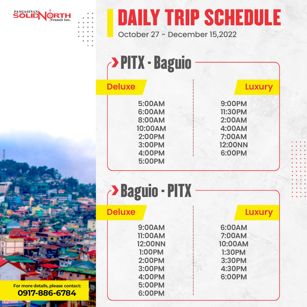 Metro Manila to Baguio Bus Ticket Reservation Schedule - Klook