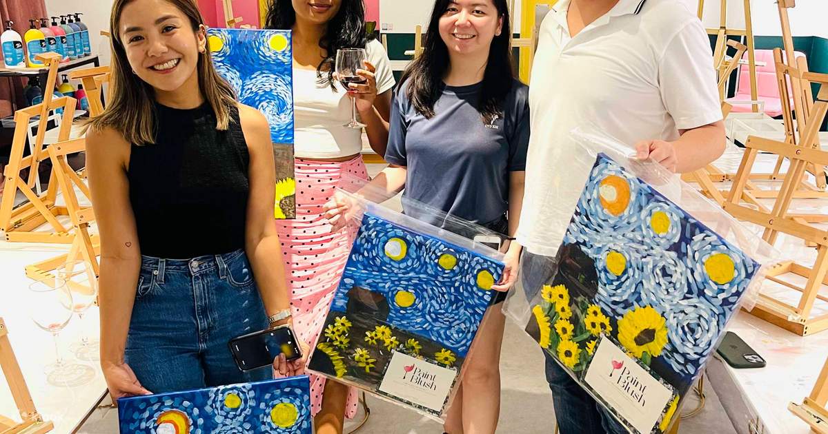 PaintBlush Singapore 的 Sip 'n' Paint 丙烯画课程 - Klook客路