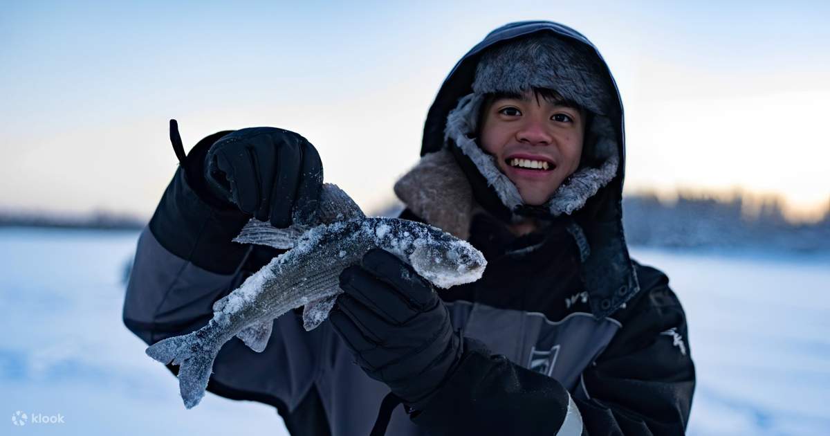 Ice fishing on a frozen lake tour from Rovaniemi - Klook Stati Uniti