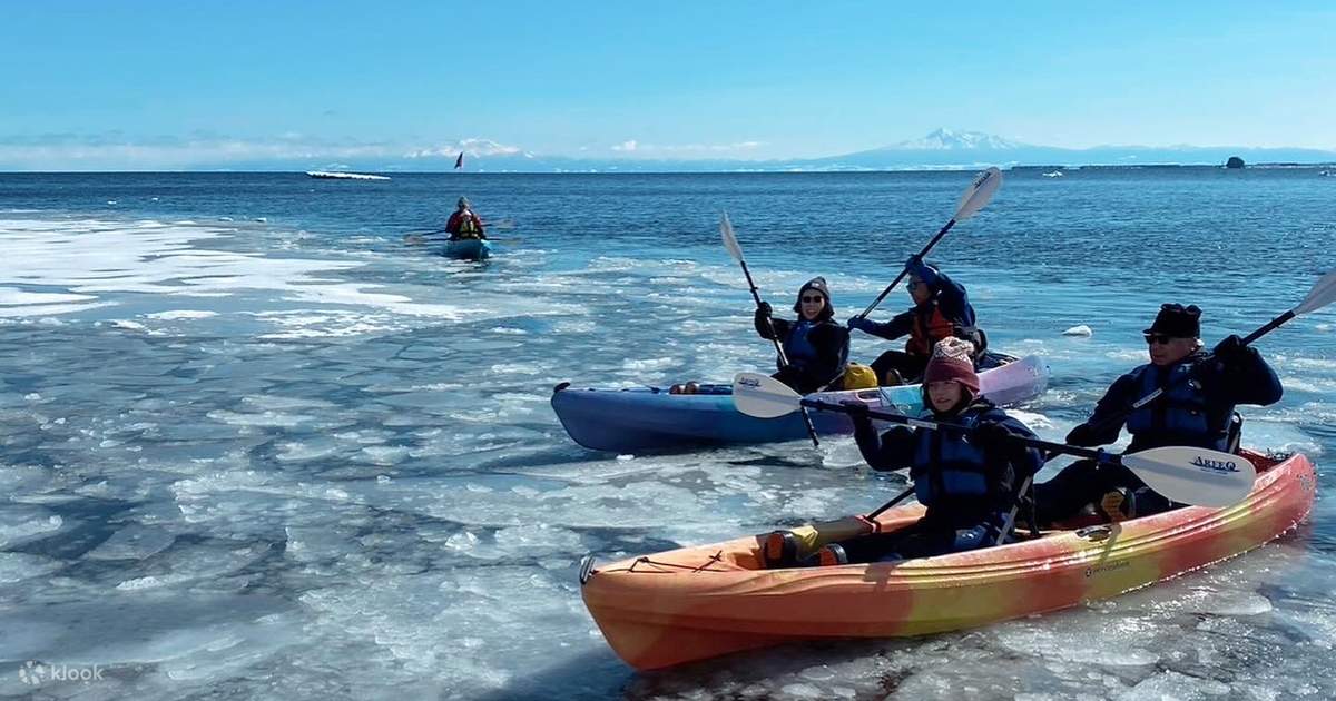 In the Sea of Okhotsk! Drift ice kayaking experience (with sea urchin ...