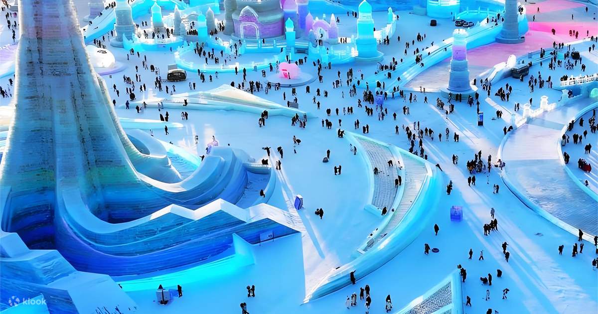 ฮาร์บิน Ice and Snow World ประติมากรรมหิมะเกาะซัน เซ็นทรัลสตรีท โบสถ์ ...