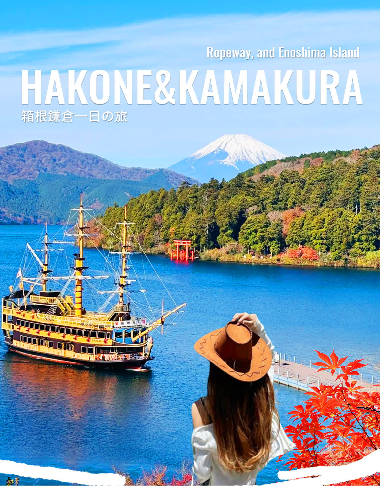 Hakone Shrine Lake Torii & Owakudani & Kamakura-Enoshima Mt. Fuji View ...
