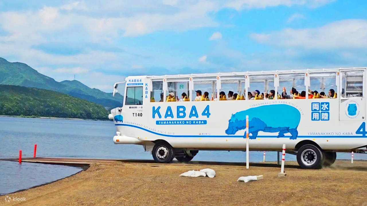 Mount Fuji Lake Yamanaka KABA Amphibious Bus/Swan Boat & Hirano Beach ...