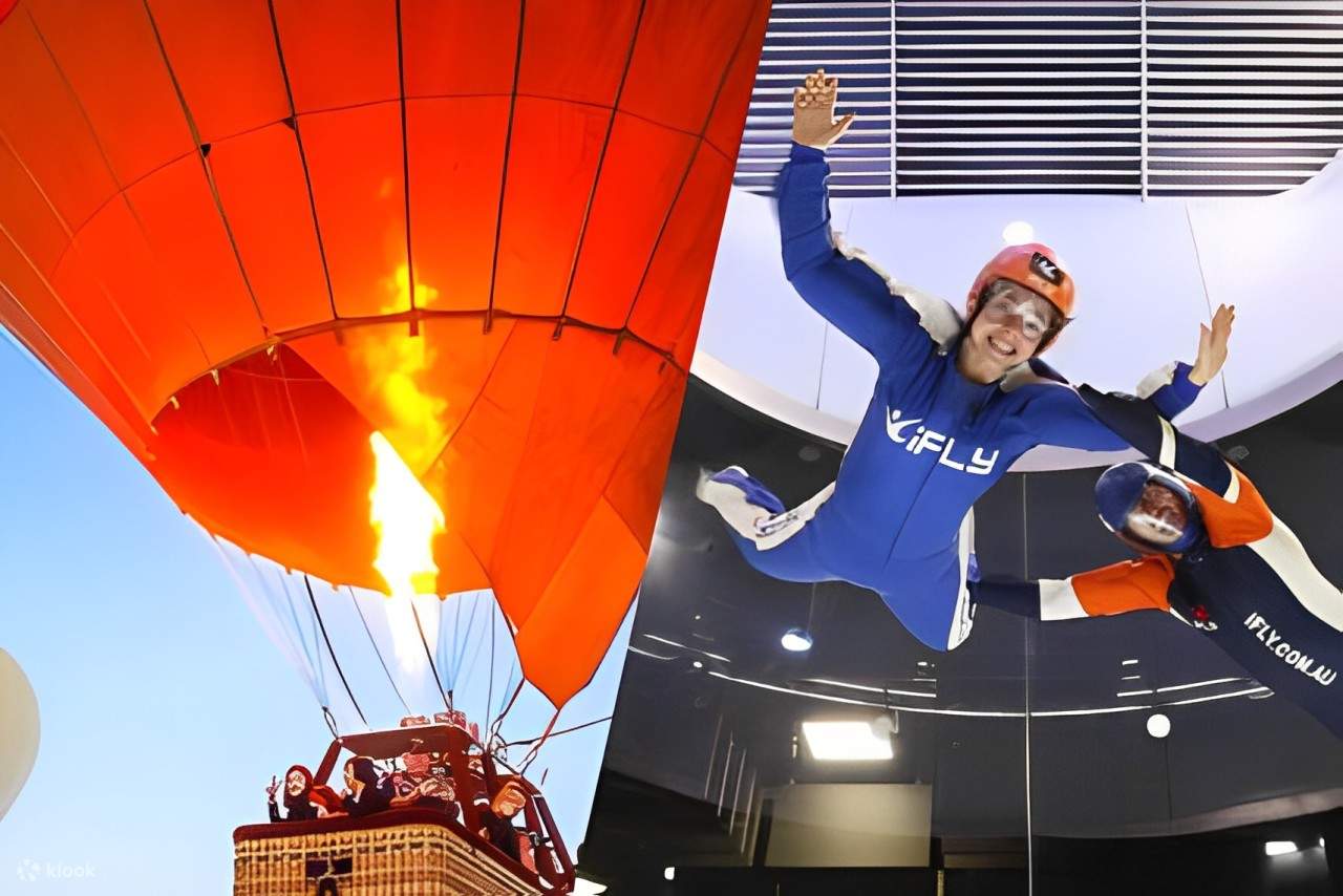Belon Udara Panas Gold Coast + terjun udara dalaman iFLY PERCUMA ...