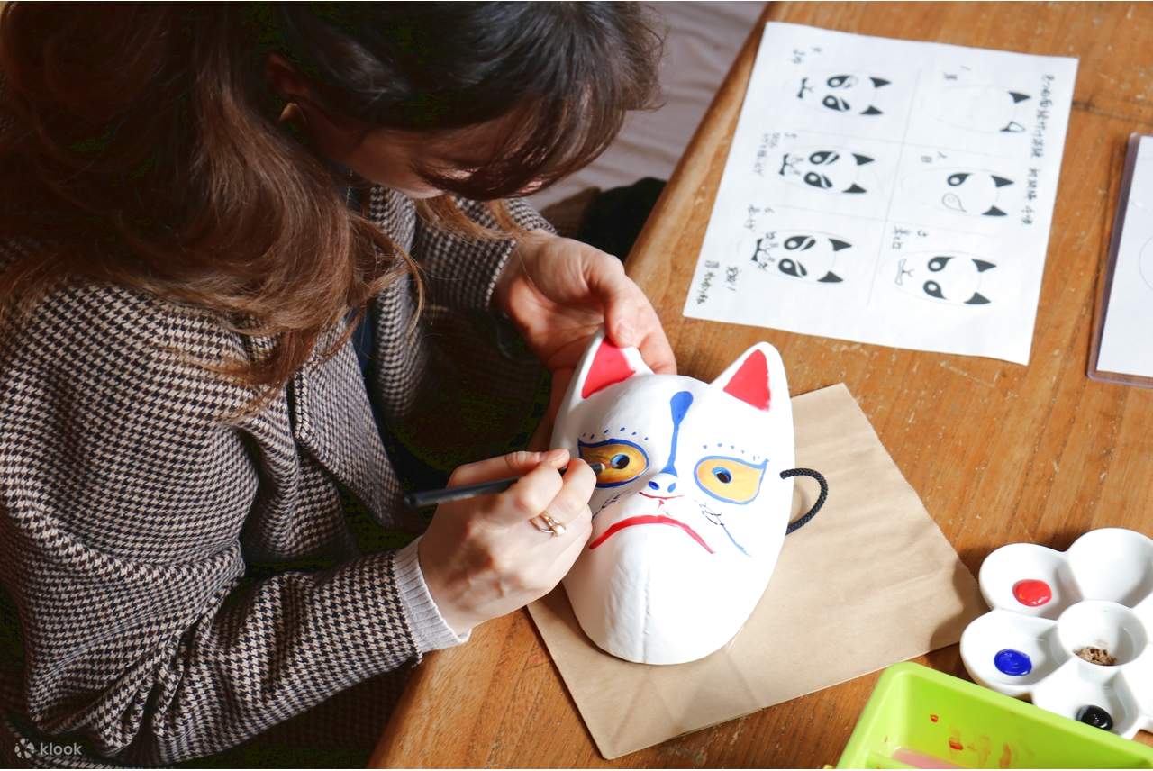 Mask Painting Experience at Kitsune no Yomeiri Yashiki (Fox Wedding ...