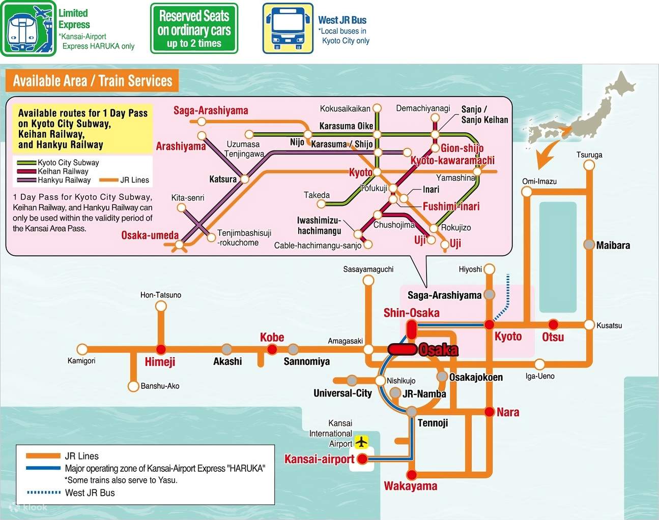 4 Day JR-West Kansai Rail Pass - Klook