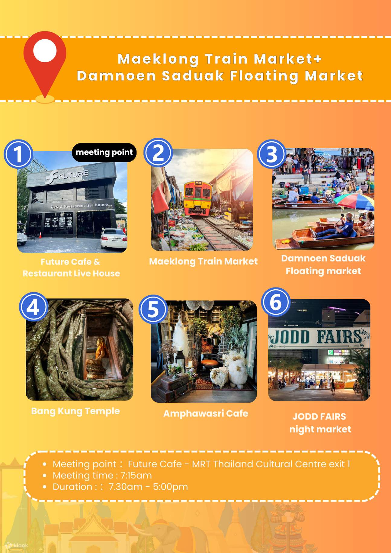 Maeklong Train Market, Damnoen Saduak Floating Market, and IG cafe Tour ...