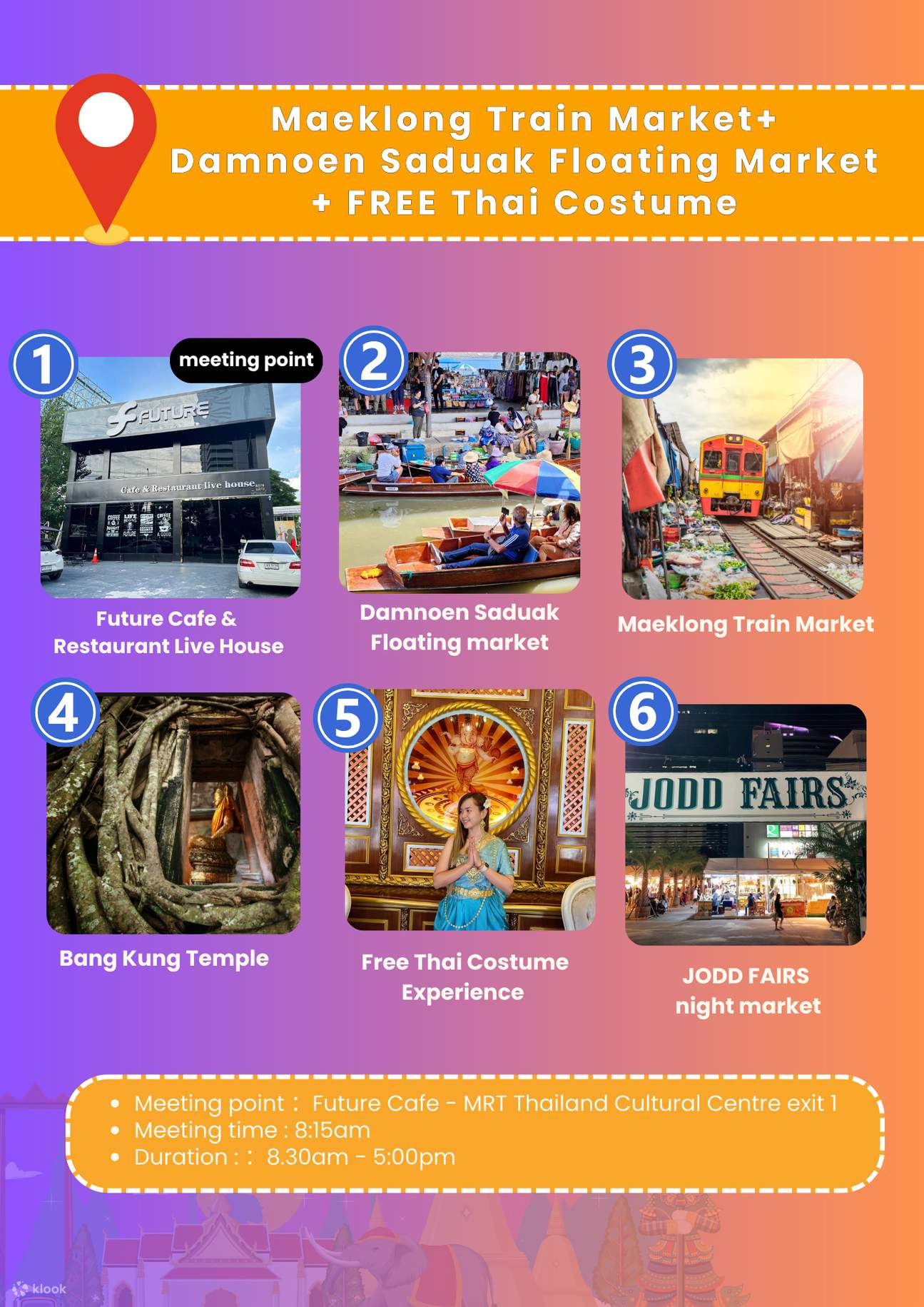 Maeklong Train Market, Damnoen Saduak Floating Market, and IG cafe Tour ...