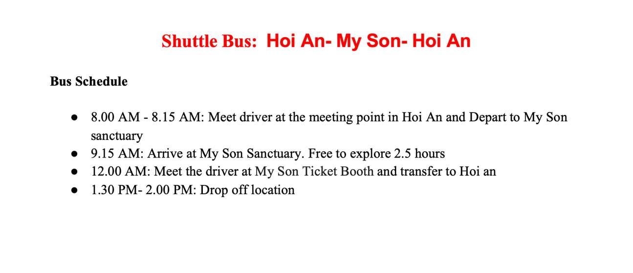 Shared Shuttle Bus Between My Son and Da Nang Or Hoi An - Klook Australia