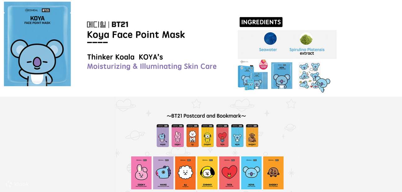 Korean MEDIHEAL BTS BT21 Face Point Mask Set Wonder Box - Klook