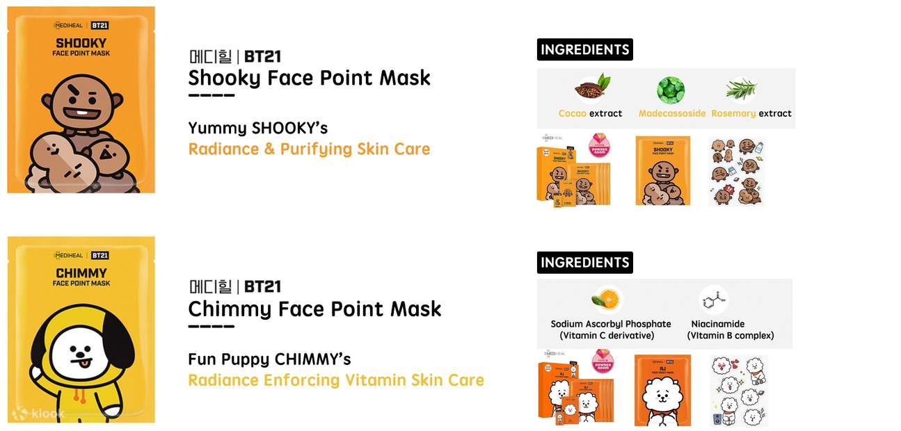 Korean MEDIHEAL BTS BT21 Face Point Mask Set Wonder Box - Klook