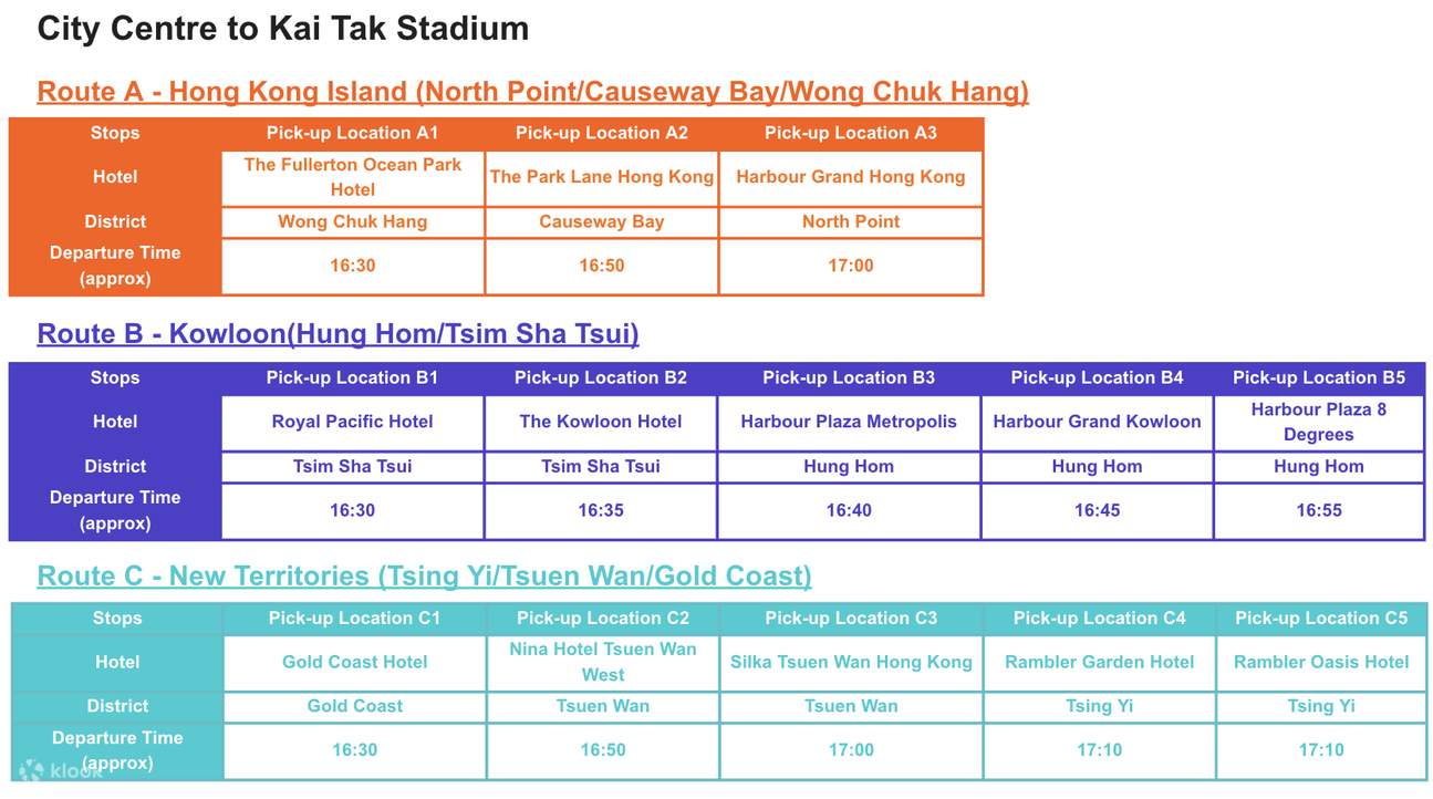 Bus between Kai Tak Stadium and City Centre & Huanggang Port Exclusive ...