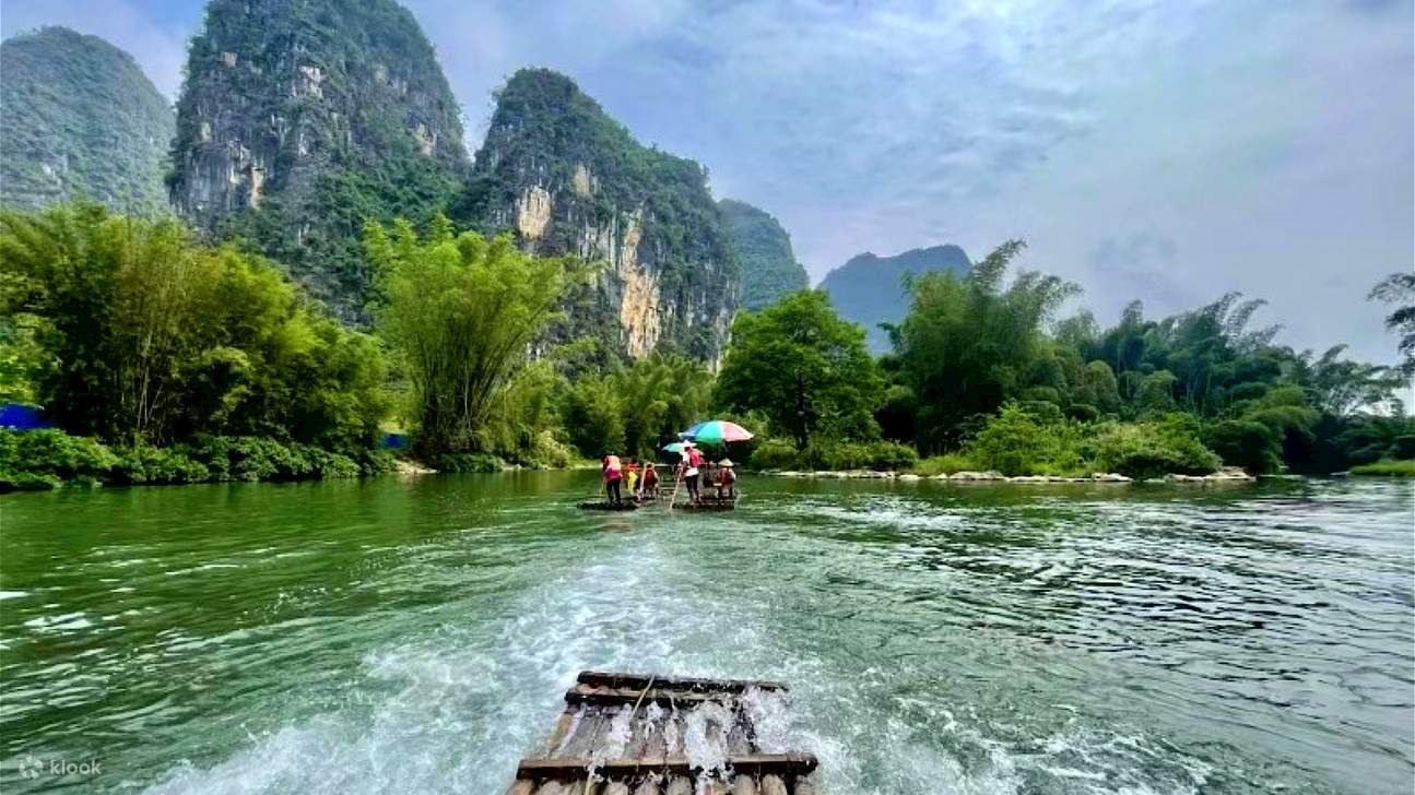 Guilin Li River 3-star cruise Yangshuo Yulong River bamboo raft ...