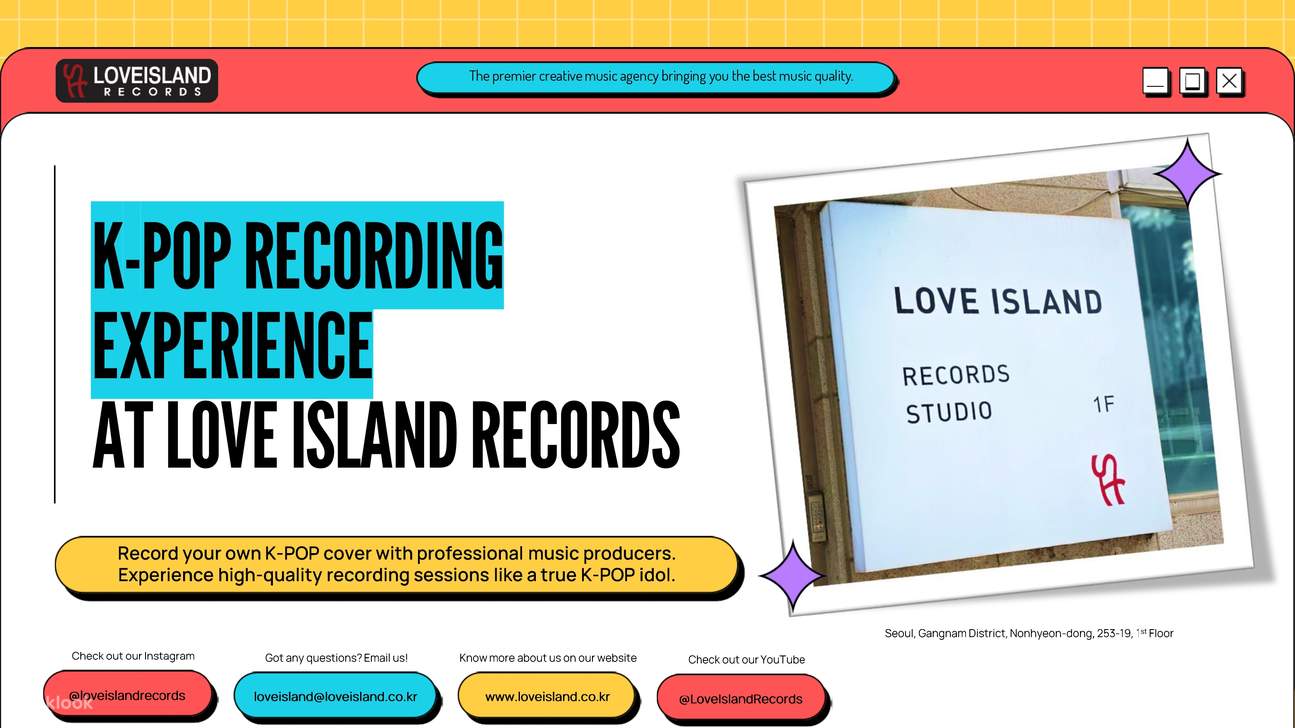 K-POP Recording Experience: One-Day Class at LOVE ISLAND RECORDS - Klook