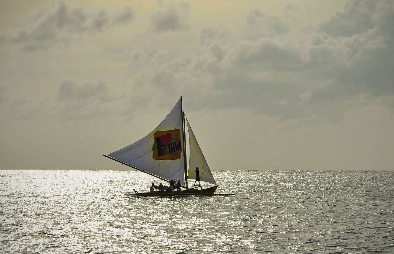 Sunset Paraw Sailing in Boracay Island, Philippines