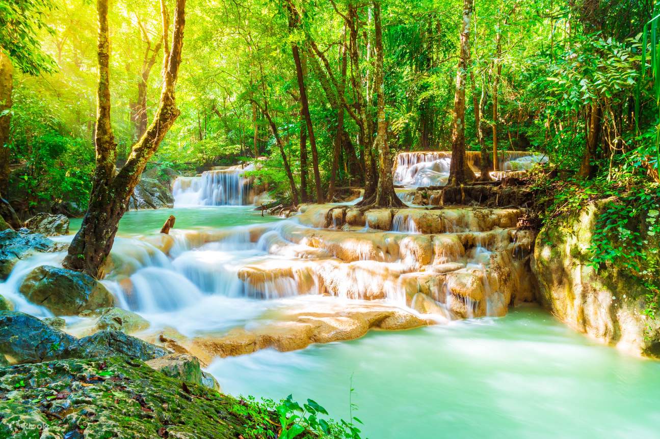 Erawan National Park Tour: Erawan Waterfall and Bridge over the River ...