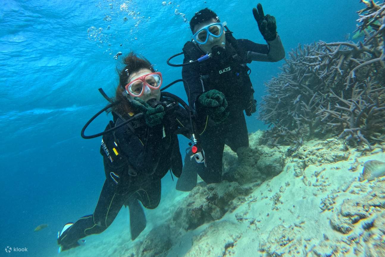 Okinawa | Blue Cave Snorkeling & Diving Experience | Entering the water from the shore without ...