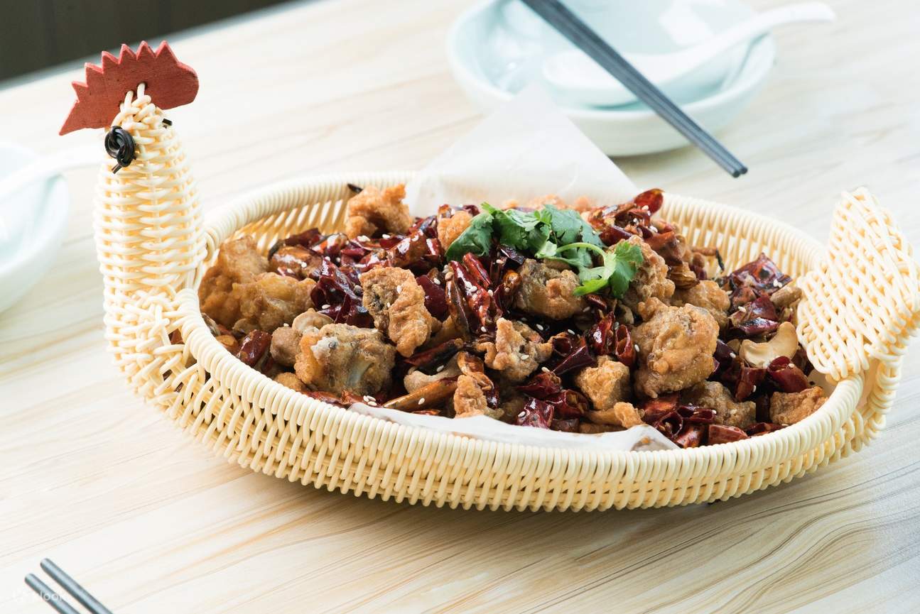 Sichuan Style Fried Chicken with Chili, Bird Cage Dim Sum Set, dan ...