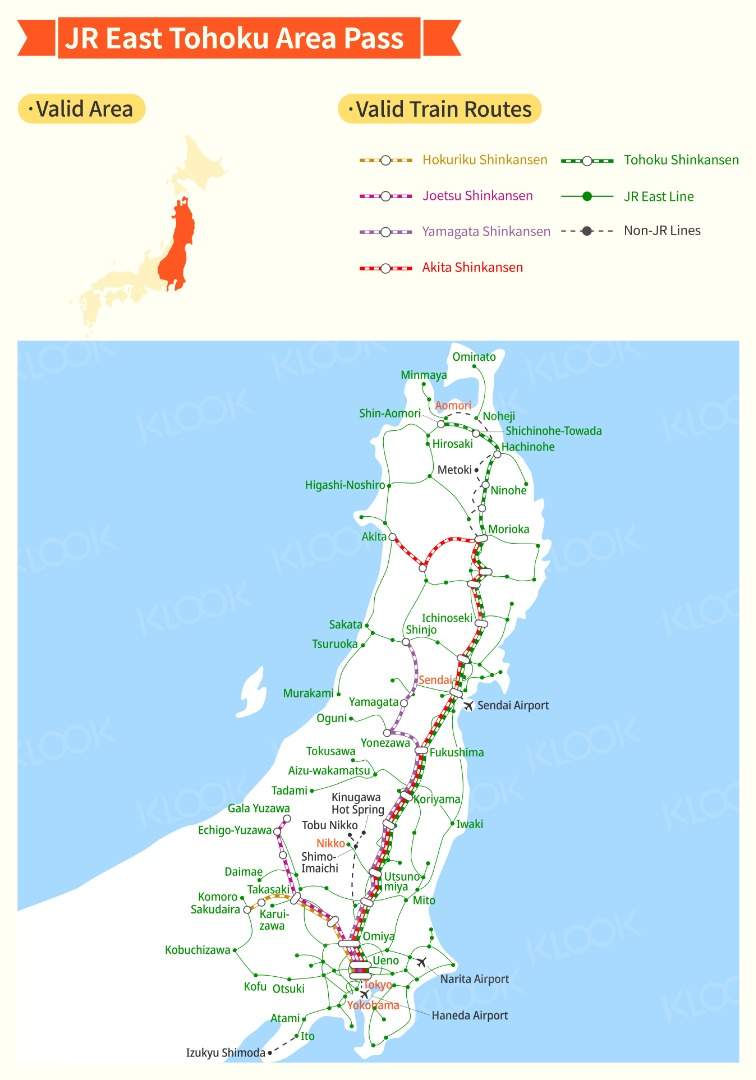 Buy 5 Days JR EAST PASS Tohoku Area Online - Klook
