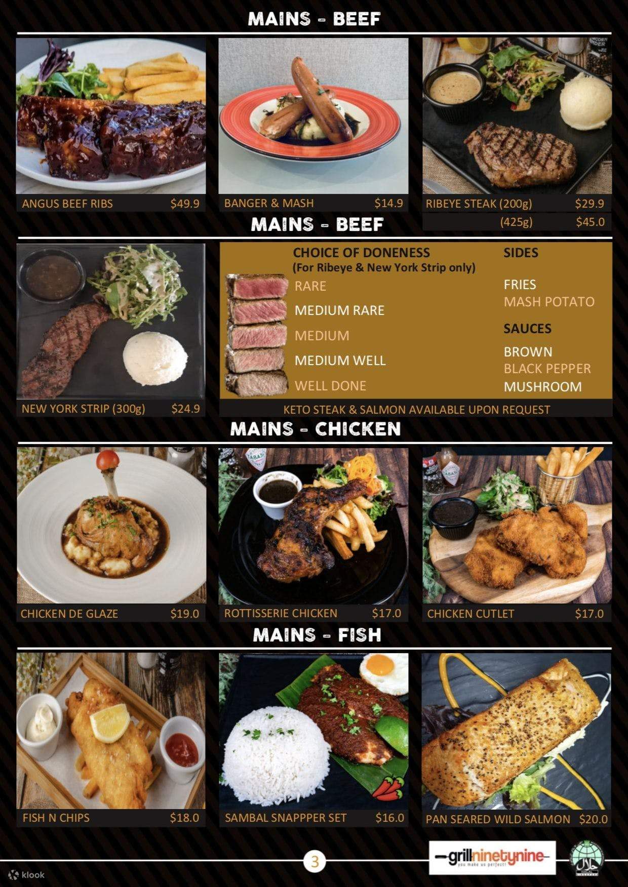 [Online Reservation] Grill Ninety Nine in Bugis - Klook Hong Kong Hong Kong