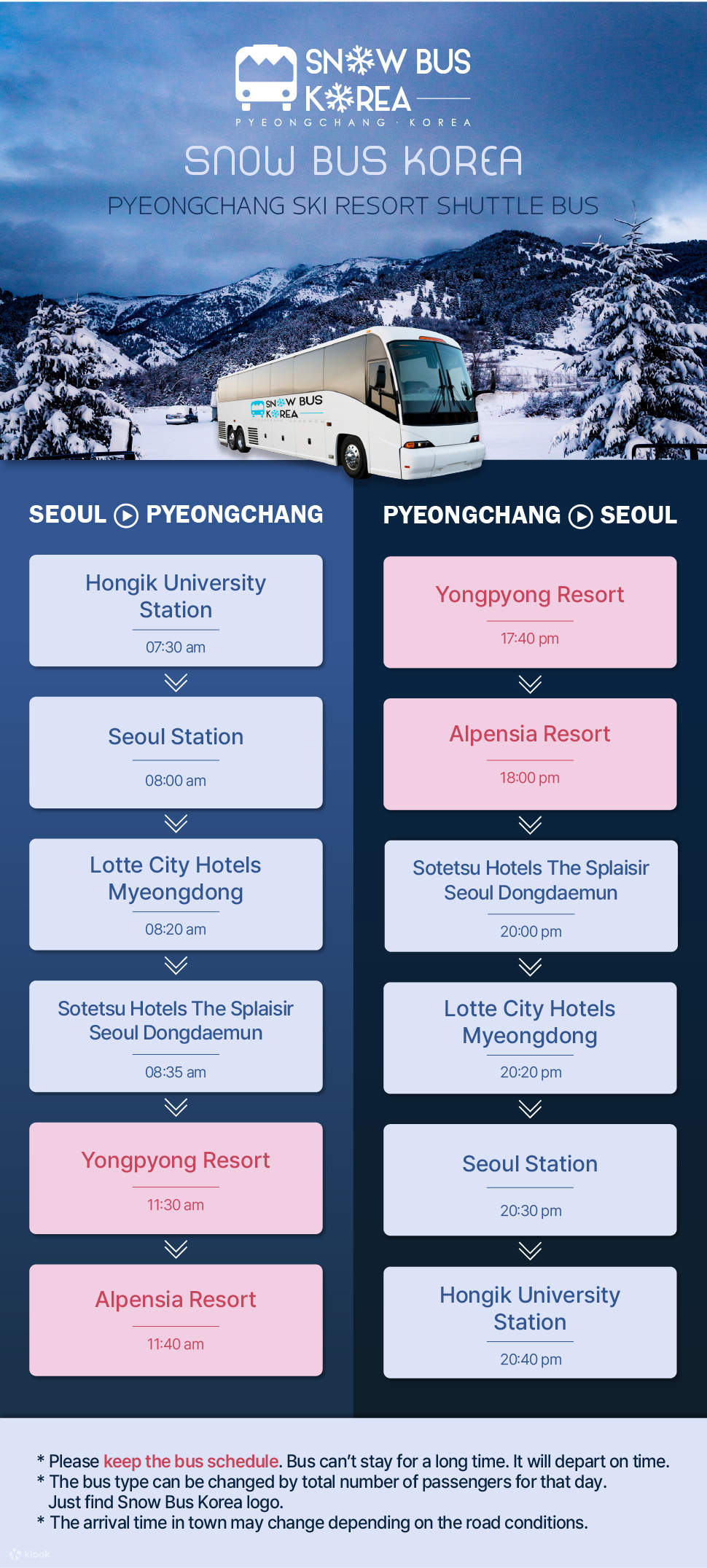 Shuttle Bus Between Seoul and Alpensia/Yongpyong Ski Resort