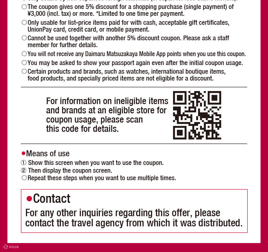 Daimaru Matsuzakaya Shopping Coupon - Japan - Klook Hong Kong